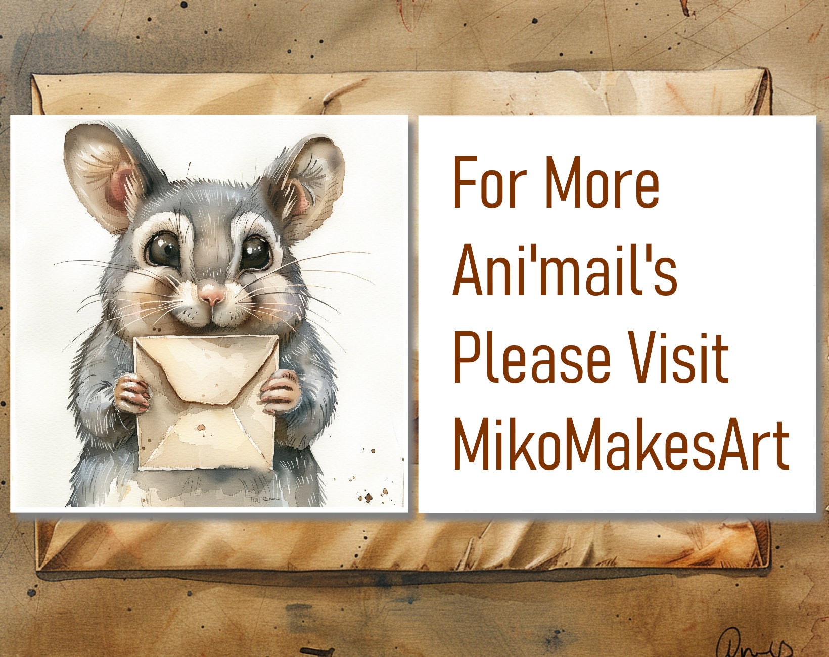 15 Watercolor Mail Post Envelope Animals Illustration Cliparts Digital ...