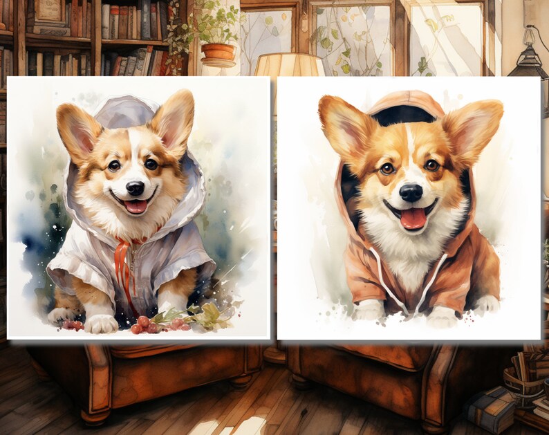 14 Watercolor Corgi Dog Illustration Cliparts - Digital Download ...
