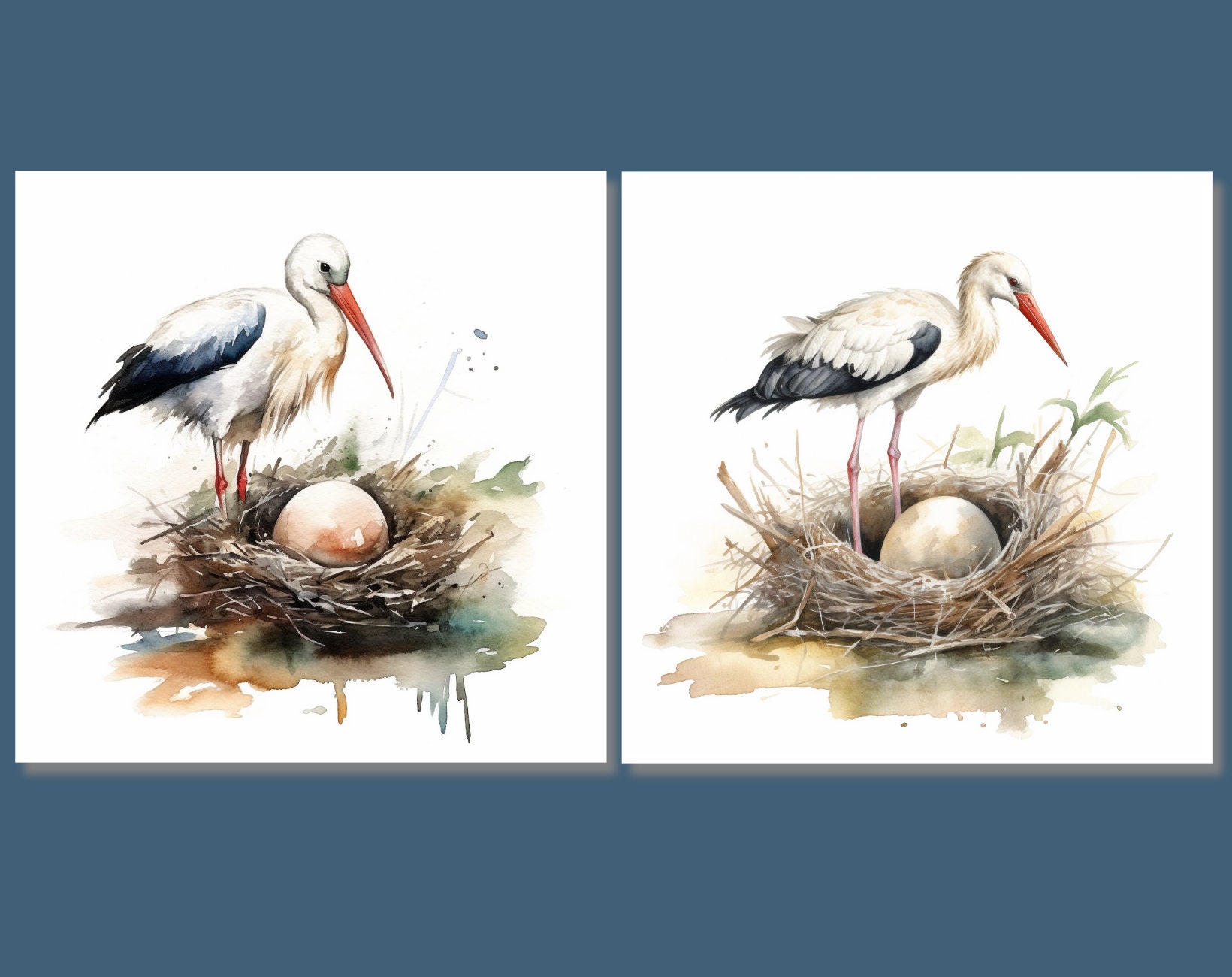 15 Aquarell Storch Illustration - Clipart - Digital Download ...