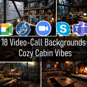18 Videocall Background - Meeting Wallpaper - Cozy Cabin Vibes - Full ...