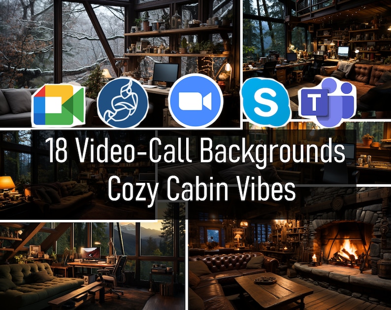 18 Videocall Background Meeting Wallpaper Cozy Cabin Vibes Full HD 16:9 ...