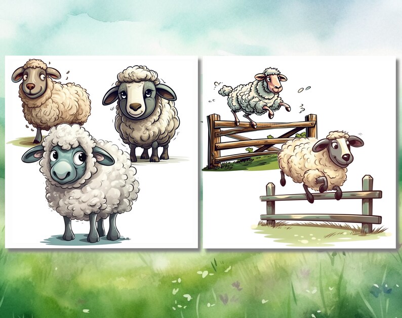 31 Sheep Cartoon / Anime Illustrations Cliparts - Digital Download ...