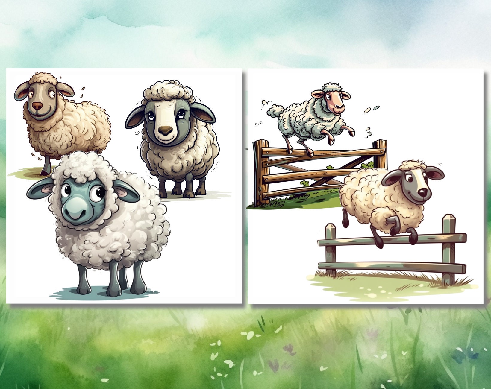 31 Sheep Cartoon / Anime Illustrations Cliparts - Digital Download ...