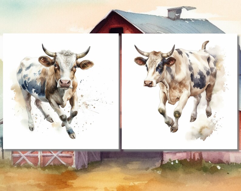 14 Watercolor (milk) Cow Illustration Cliparts - Digital Download ...