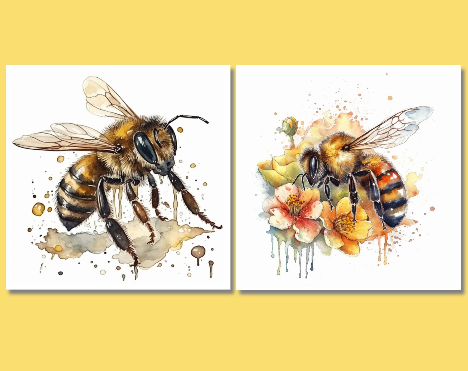 15 Watercolor Honey Bee Illustrations Cliparts Digital - Etsy