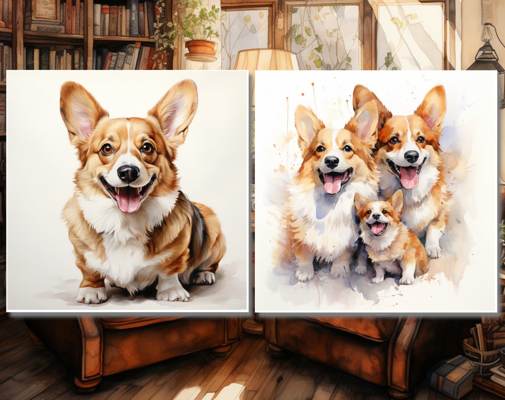 14 Watercolor Corgi Dog Illustration Cliparts Digital Download ...