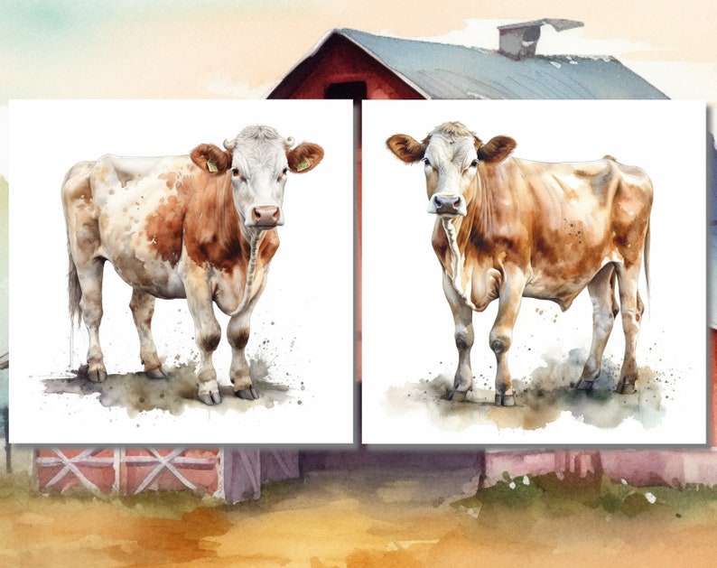 14 Watercolor (milk) Cow Illustration Cliparts - Digital Download ...