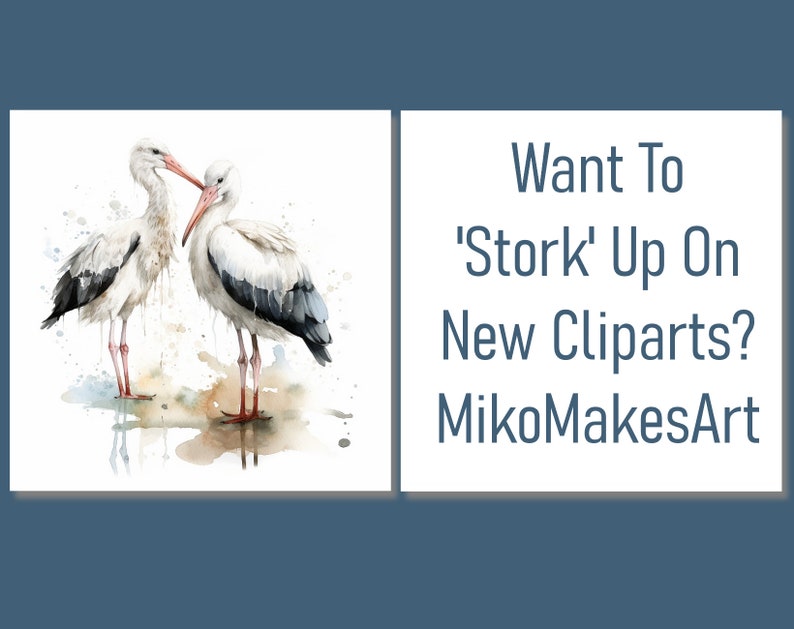 15 Watercolor Stork Illustration - Clipart - Digital Download ...
