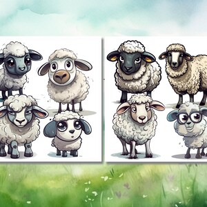 31 Sheep Cartoon / Anime Illustrations Cliparts - Digital Download ...
