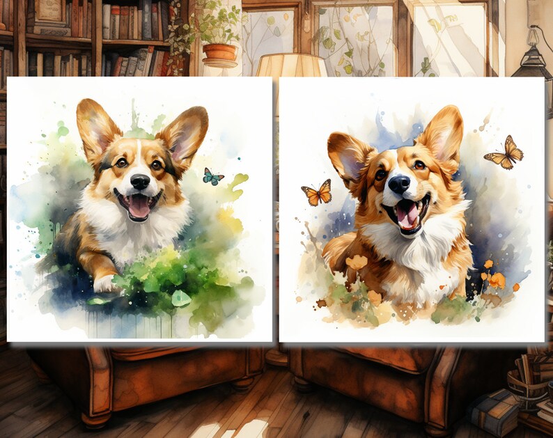 14 Watercolor Corgi Dog Illustration Cliparts Digital Download ...