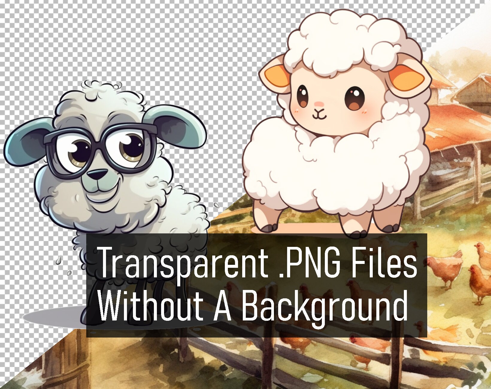 31 Sheep Cartoon / Anime Illustrations Cliparts - Digital Download ...