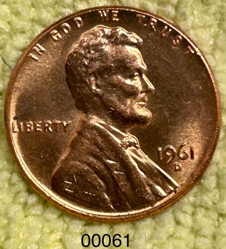 1961-D Lincoln Penny With D Over D Mint Mark & Obv Doubling. Red UNC ...