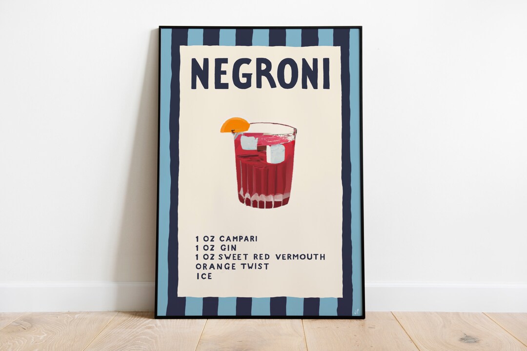 Italian COCKTAIL NEGRONI Recipe Orange Ice PRINT Vintage Posters in ...