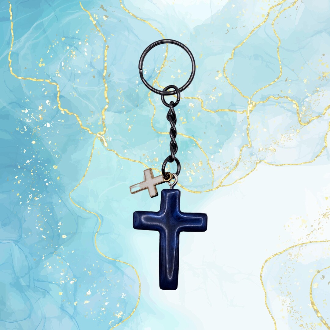 Jesus Cross Keychain Beautiful Quality Strong Resin Colorful Glitter ...