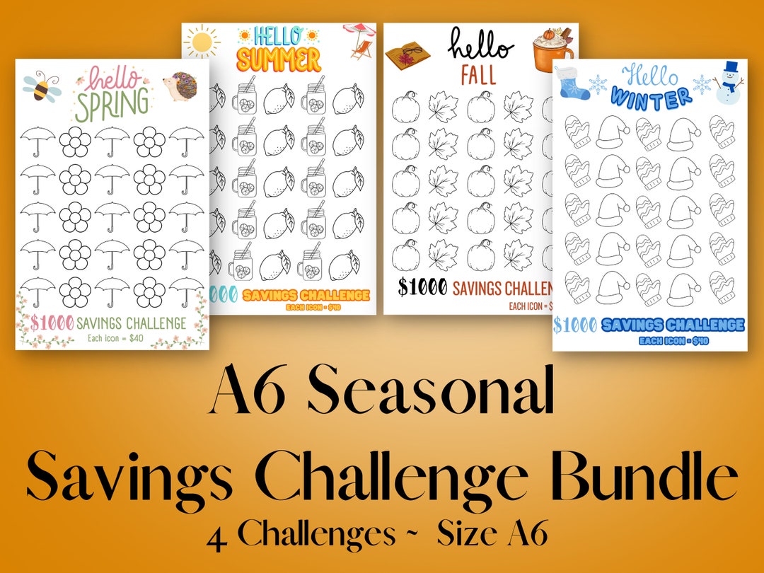 Four Seasons Printable PDF Savings Challenge | Savings Challenge Bundle ...