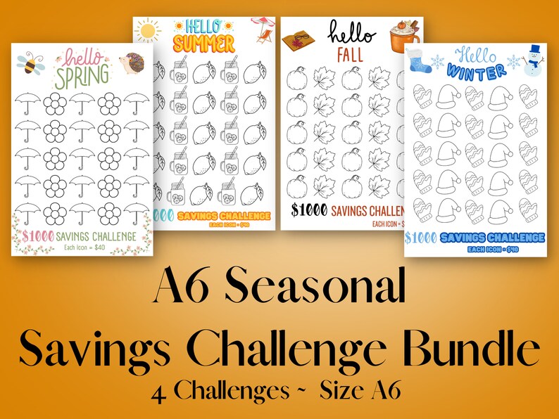Four Seasons Printable PDF Savings Challenge | Savings Challenge Bundle ...