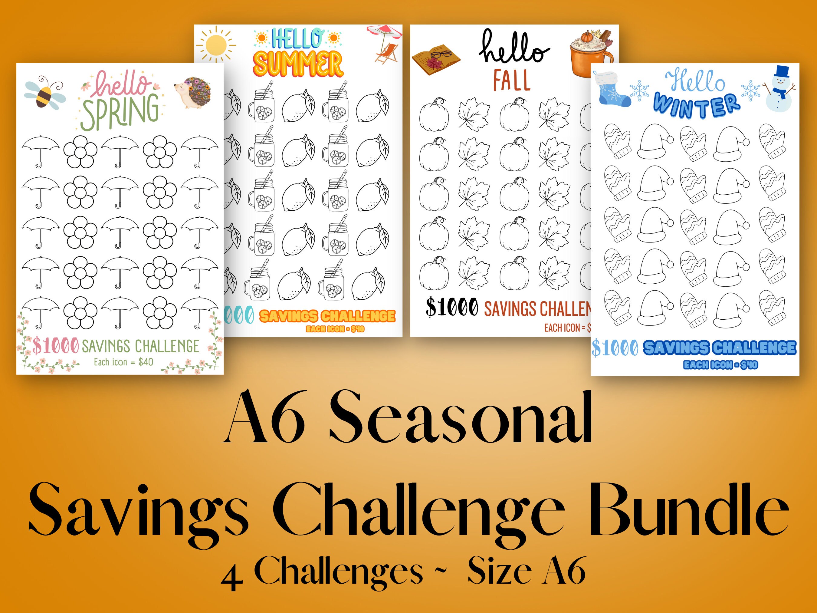 Four Seasons Printable PDF Savings Challenge | Savings Challenge Bundle ...