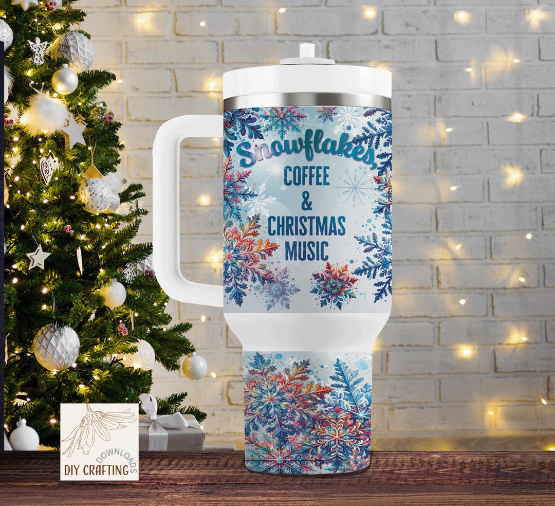 Snowflakes Coffee Christmas Music 40 Oz Tumbler Wrap (PNG Digital ...