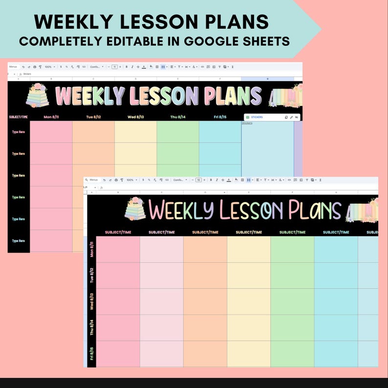 Editable Google Sheets Teacher Weekly Lesson Plans Digital Daily ...