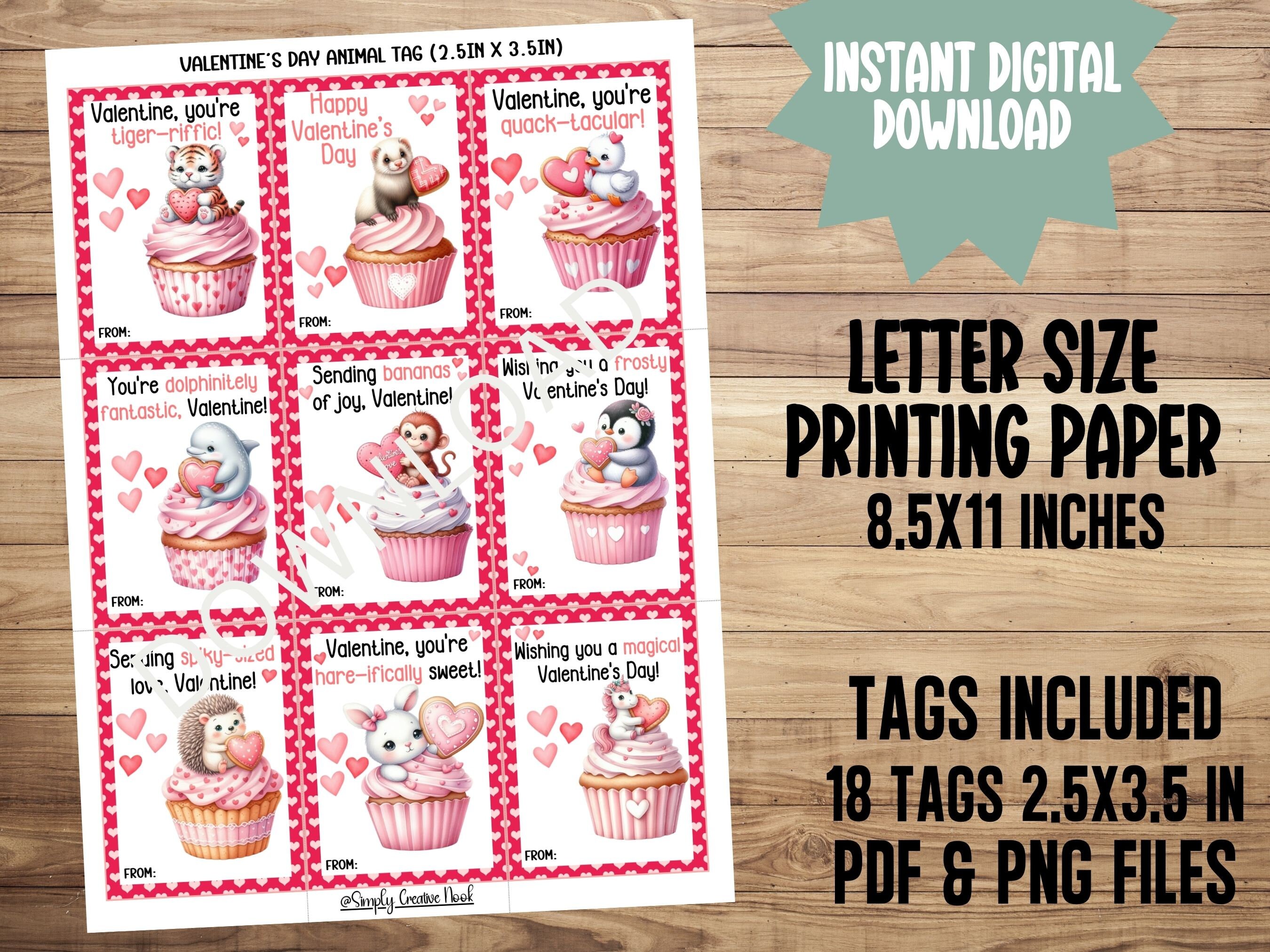 Valentine's Day Cards for Kids, Printable Valentine Tags for Classroom ...