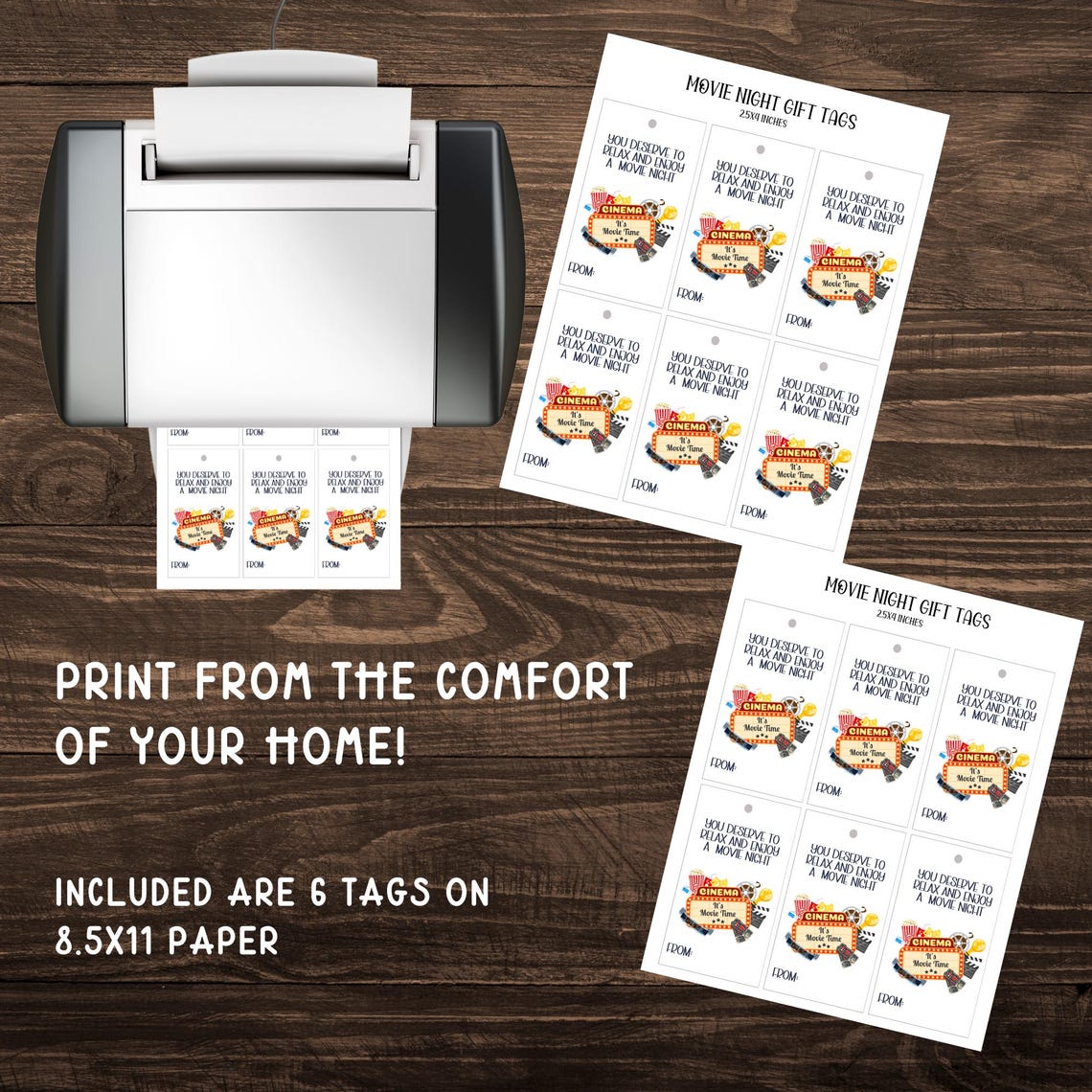 Printable Movie Appreciation You Deserve a Movie Night Gift Tag ...