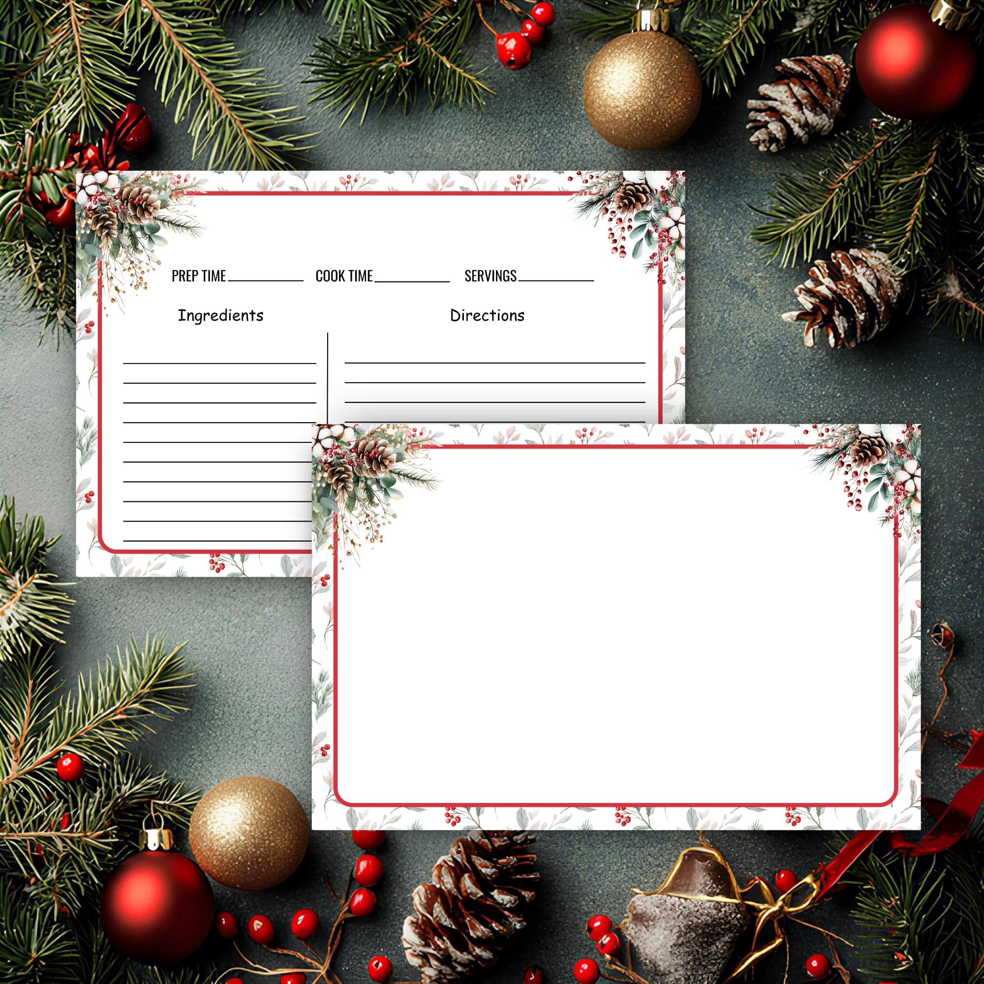 Christmas Recipe Card Template, Printable Holiday Recipe Template ...