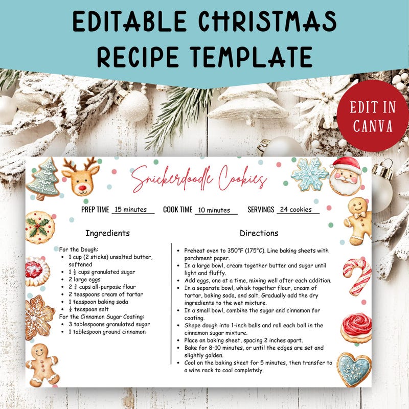 Holiday Recipe Cards - Etsy
