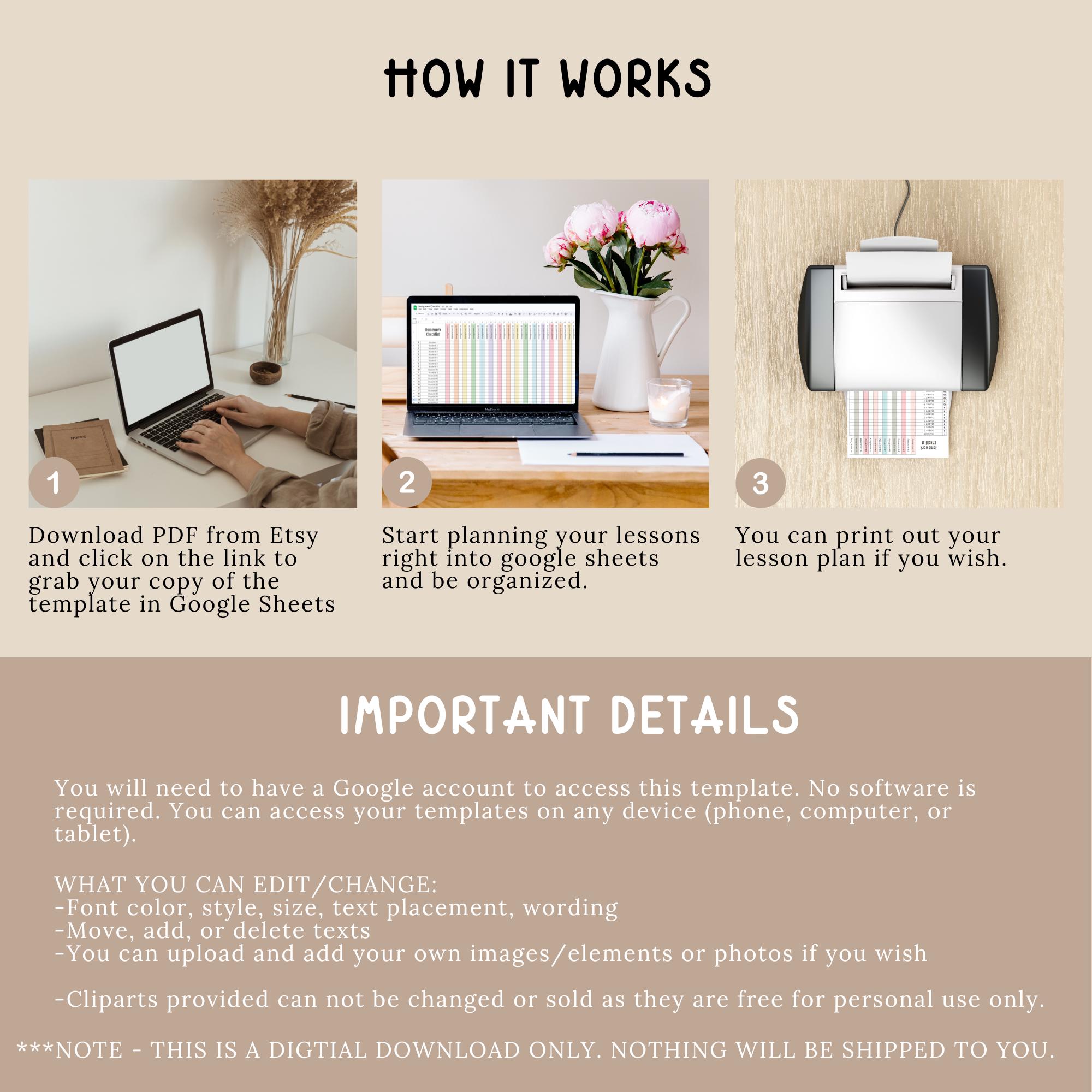 Editable Teacher Weekly Lesson Plans Google Sheets Digital Template ...