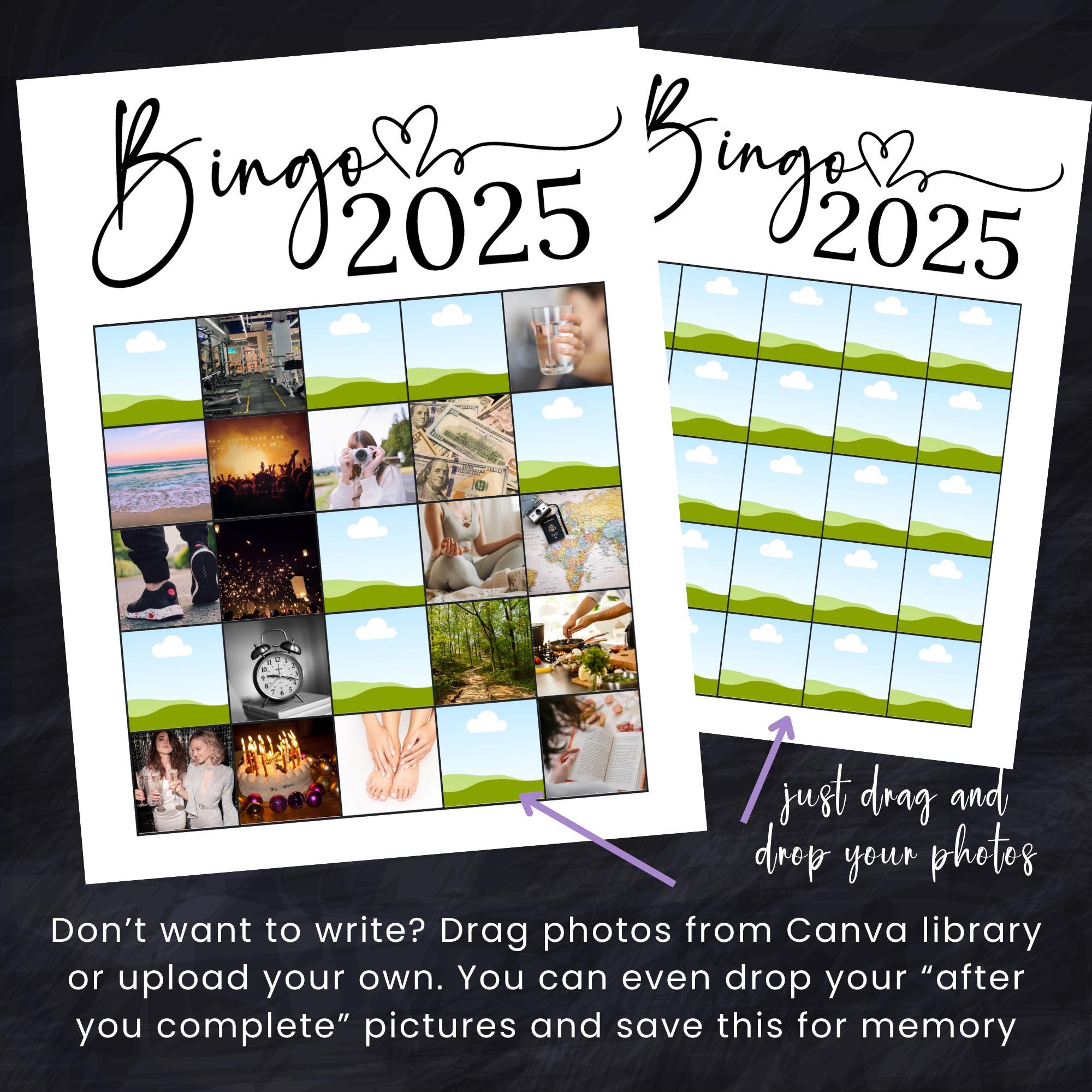 2025 New Years Bingo Vision Board New Years Resolution Challenge ...
