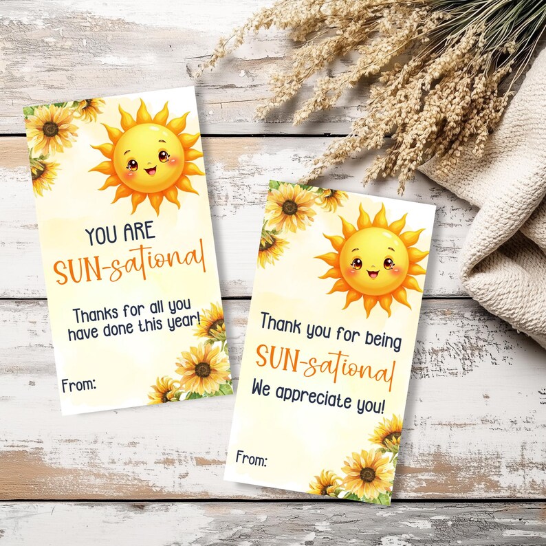 Thank You Sun-sational Teacher Appreciation Gift Tags Sunshine School's ...