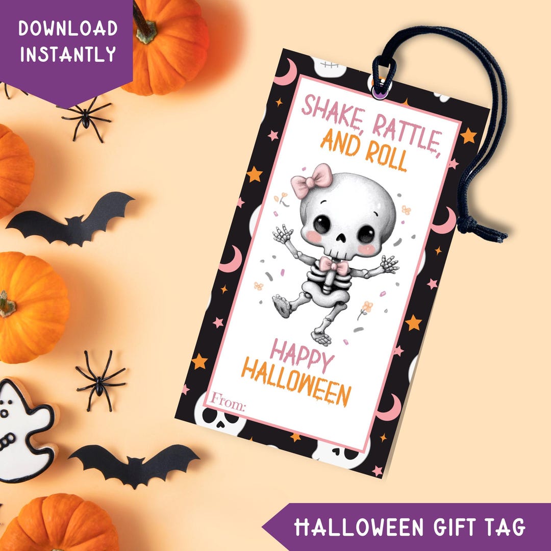 Printable Halloween Skeleton Gift Tags Halloween Party Favor Tags Trick ...