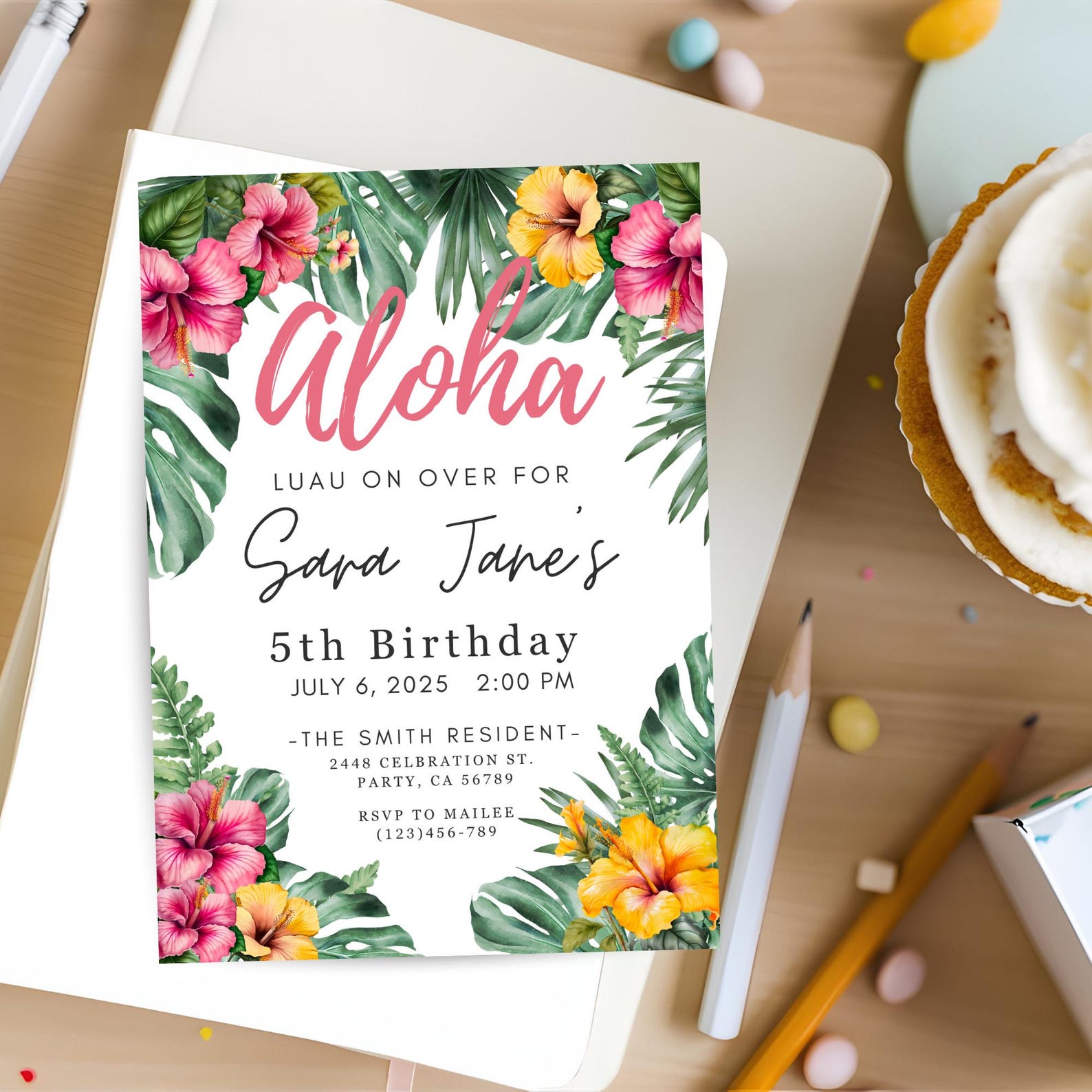 Luau Birthday Invitation Template Editable Hawaiian Luau Theme ...