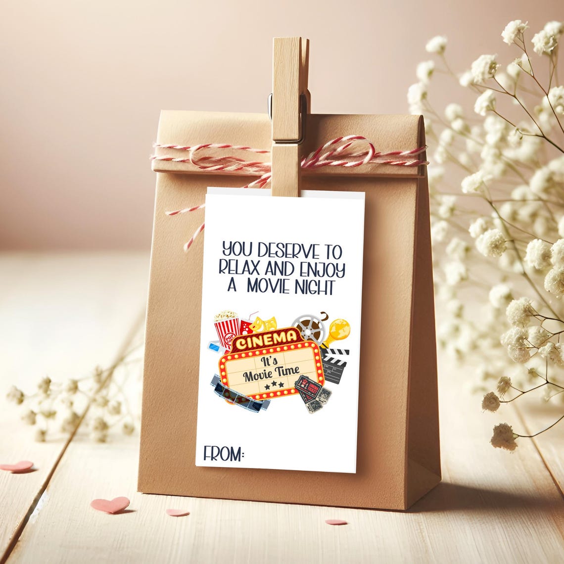 Printable Movie Appreciation You Deserve a Movie Night Gift Tag ...