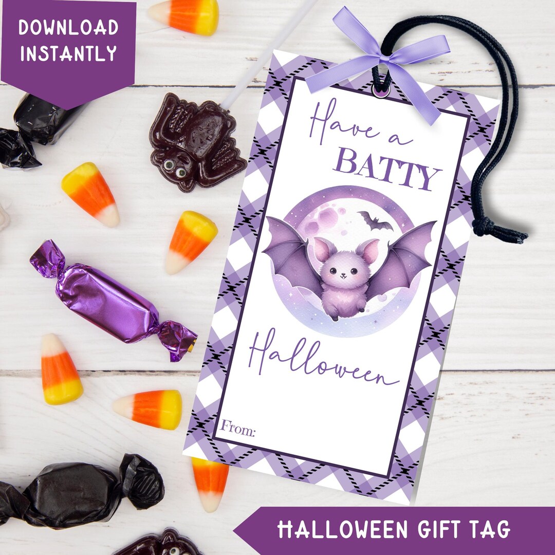 Printable Halloween Bat Gift Tags Halloween Party Favor Tags Trick or ...