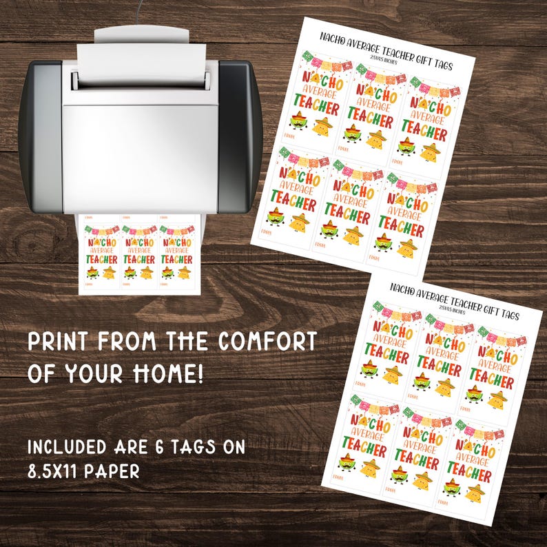 Nacho Average Teacher Thank You Gift Tag Teacher Staff Appreciation ...