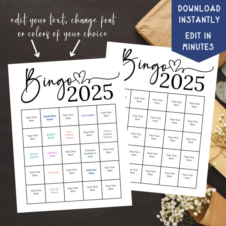 2025 Bingo Card New Years Bingo Vision Board New Years Resolution ...