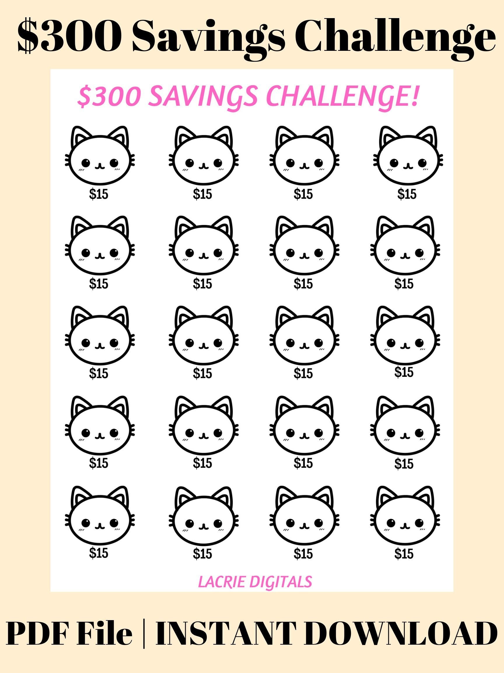 300 Money-savings Challenge Savings Challenge Money Challenge Printable Challenge Savings ...