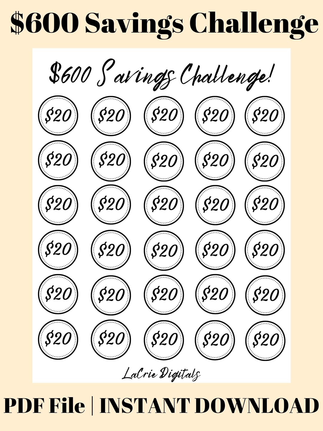 600 Money-savings Challenge| Savings Challenge| Money Challenge ...