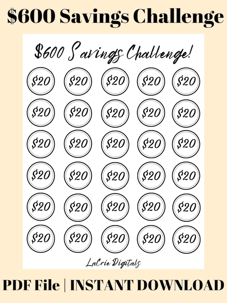 600 Money-savings Challenge| Savings Challenge| Money Challenge ...