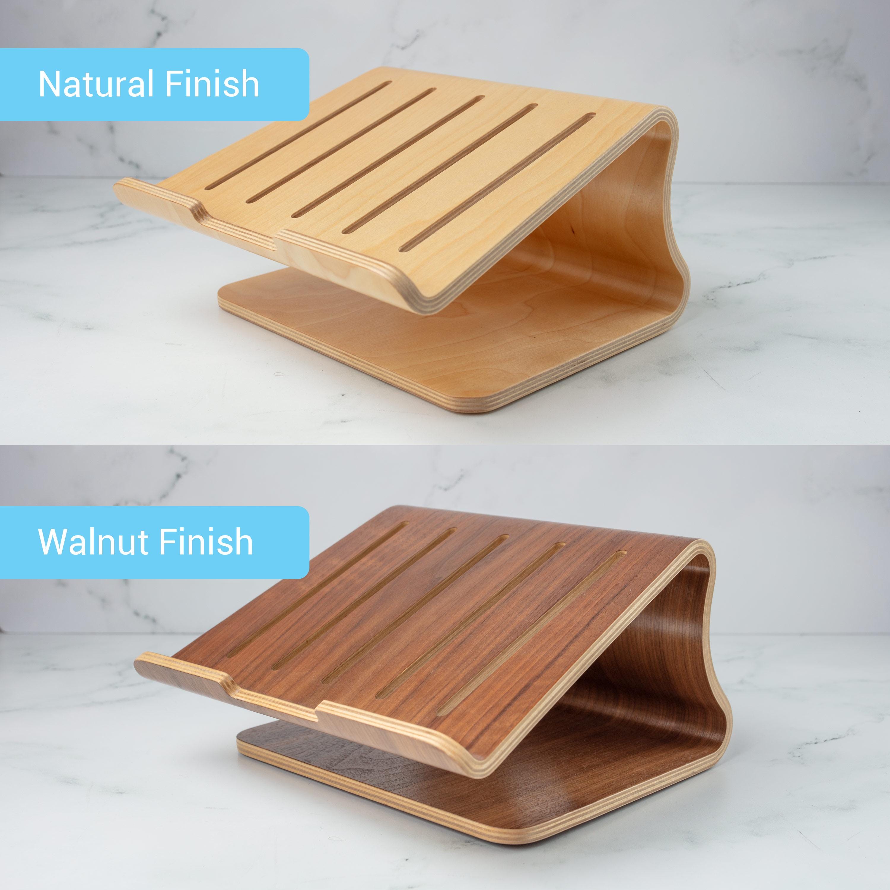 Wood Laptop Stand in Walnut & Natural Bamboo Finish, 11-inch Wide ...