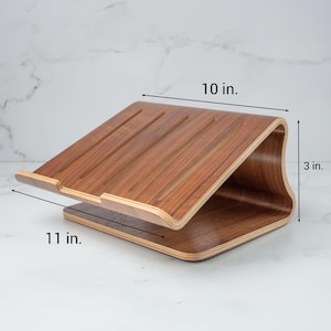 Wood Laptop Stand in Walnut & Natural Bamboo Finish, 11-inch Wide ...