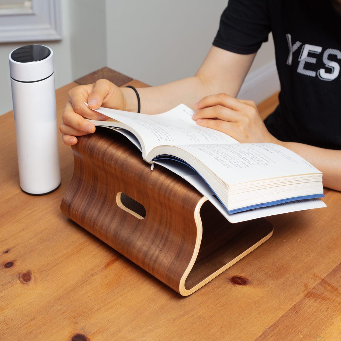Wood Laptop Stand in Walnut & Natural Bamboo Finish, 11-inch Wide ...
