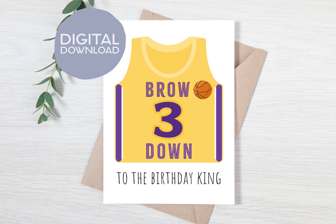 Printable AD the Brow Jersey Fun Happy Birthday Card Instant Download ...