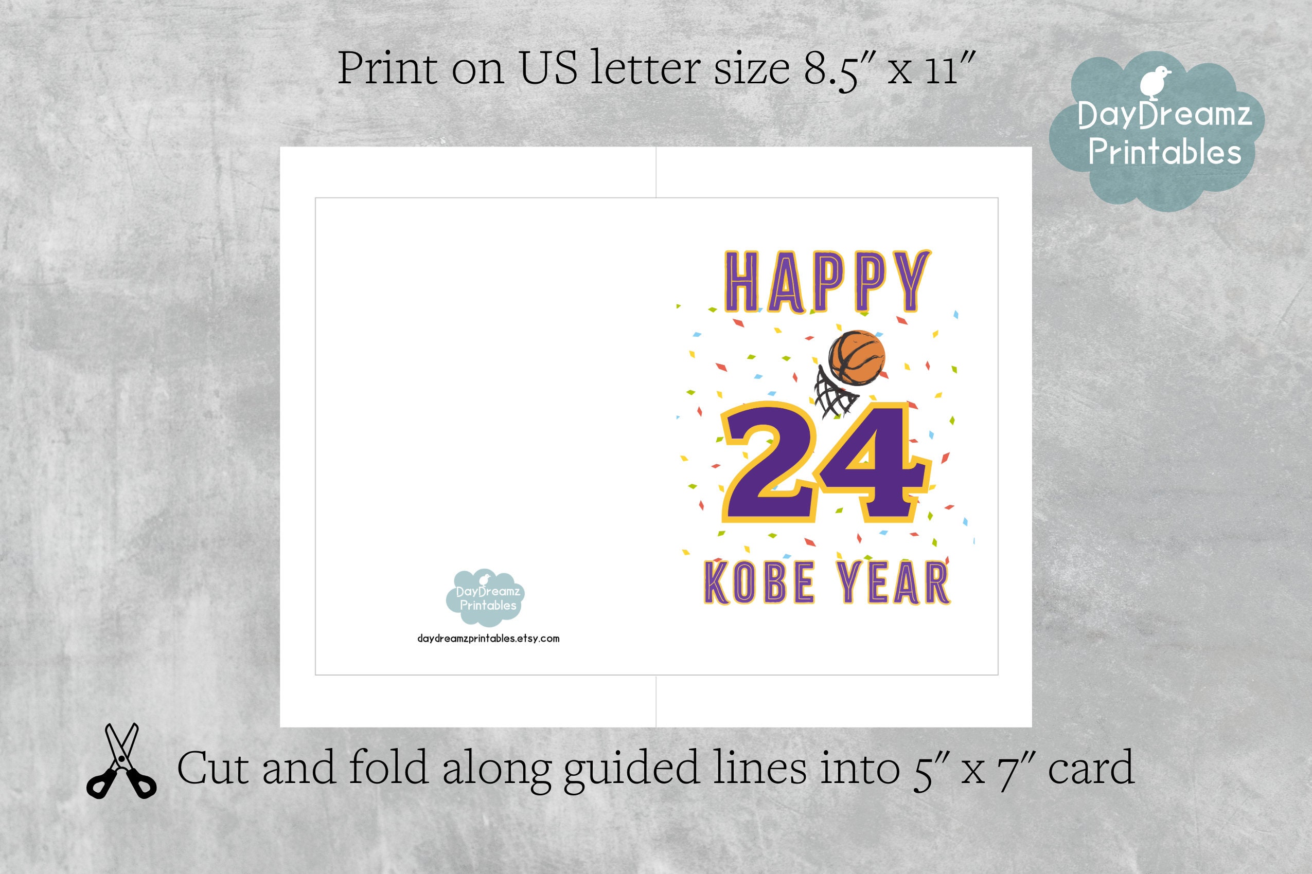 Printable Happy 24th Kobe Year Birthday Card | Instant Download | It's ...