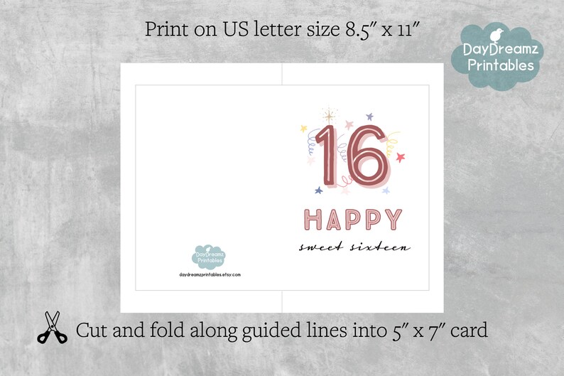Printable Sweet 16 Birthday Card for Girl | Instant Download | Special ...