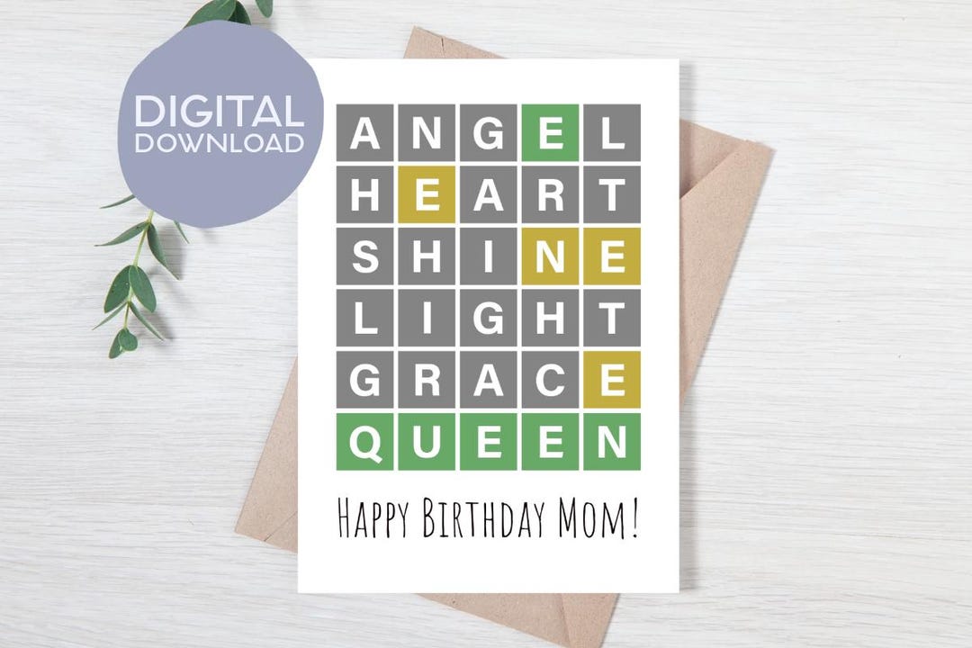 Printable Wordle Theme Sweet Birthday Card for Mom | Instant Download ...
