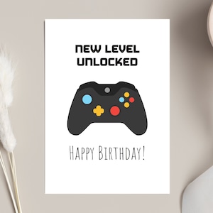 Printable New Level Unlocked Video Games Birthday Card | Instant ...