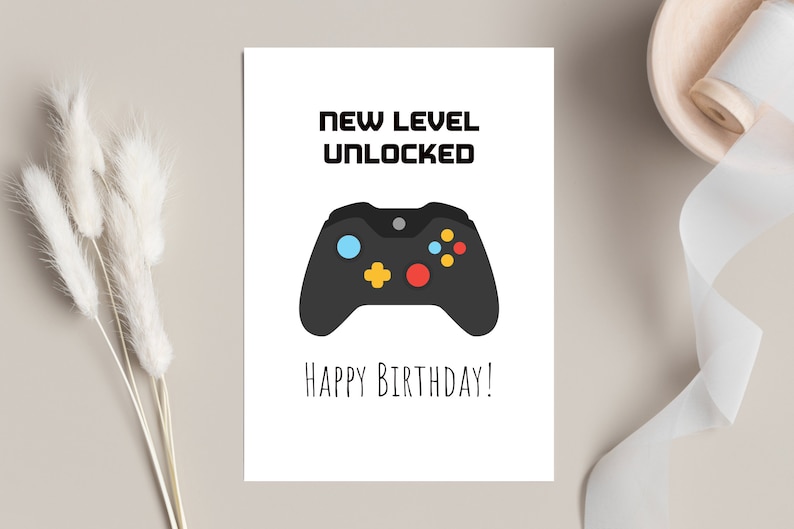 Printable New Level Unlocked Video Games Birthday Card | Instant ...