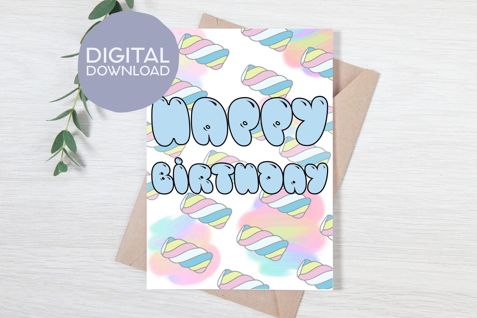 Printable Y2K Marshmallow Candy Holographic Birthday Card | Y2K Bubble ...