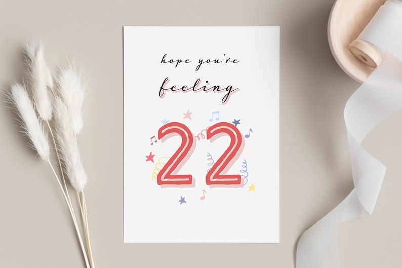 Printable Hope You're Feeling 22 Birthday Card | Instant Download ...